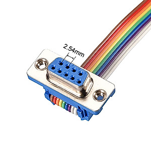 uxcell IDC Rainbow Wire Flat Ribbon Cable DB9 Male to DB9 Female Connector 2.54mm Pitch 19.7inch Length