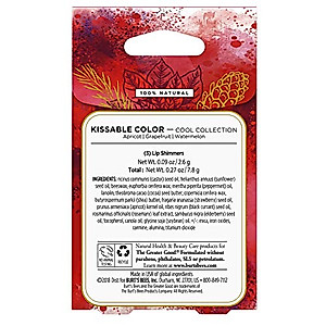 Burt's Bees Kissable Color Holiday Gift Set, 3 Lip Shimmers in Gift Box - Cool Collection in Watermelon, Apricot and Grapefruit