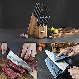 Knife Block with Kitchen Knives Set 16 Pieces Ultra Sharp Stainless Steel Knife for Kitchen Home Essentials Chef Knife Set with Wood Block