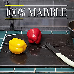 HERFECEAL Marble Cutting Board, Marble Pastry Board Serving Tray Plates for Cheese Rolling Dough, Non-Stick Marble Slab with Non-Slip Rubber Feet for Cake Display, Black 12"x16"