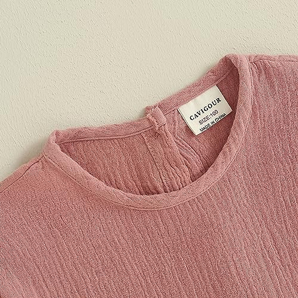 Gaono Toddler Baby Girl Cotton Linen Dress Long Sleeve Solid Color A-Linen Smocked Fall Dress Babyboll Princess Dresses (A-Pink, 3-4 Years)