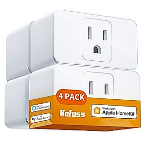 Smart Plug 4 Pack, Refoss Smart WiFi Outlet Works with Apple HomeKit, Alexa, Google Assistant, Siri, Timer & APP Remote Control, 15A