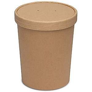 Comfy Package [25 Sets] 32 oz. Paper Food Containers With Vented Lids, To Go Hot Soup Bowls, Disposable Ice Cream Cups, Kraft