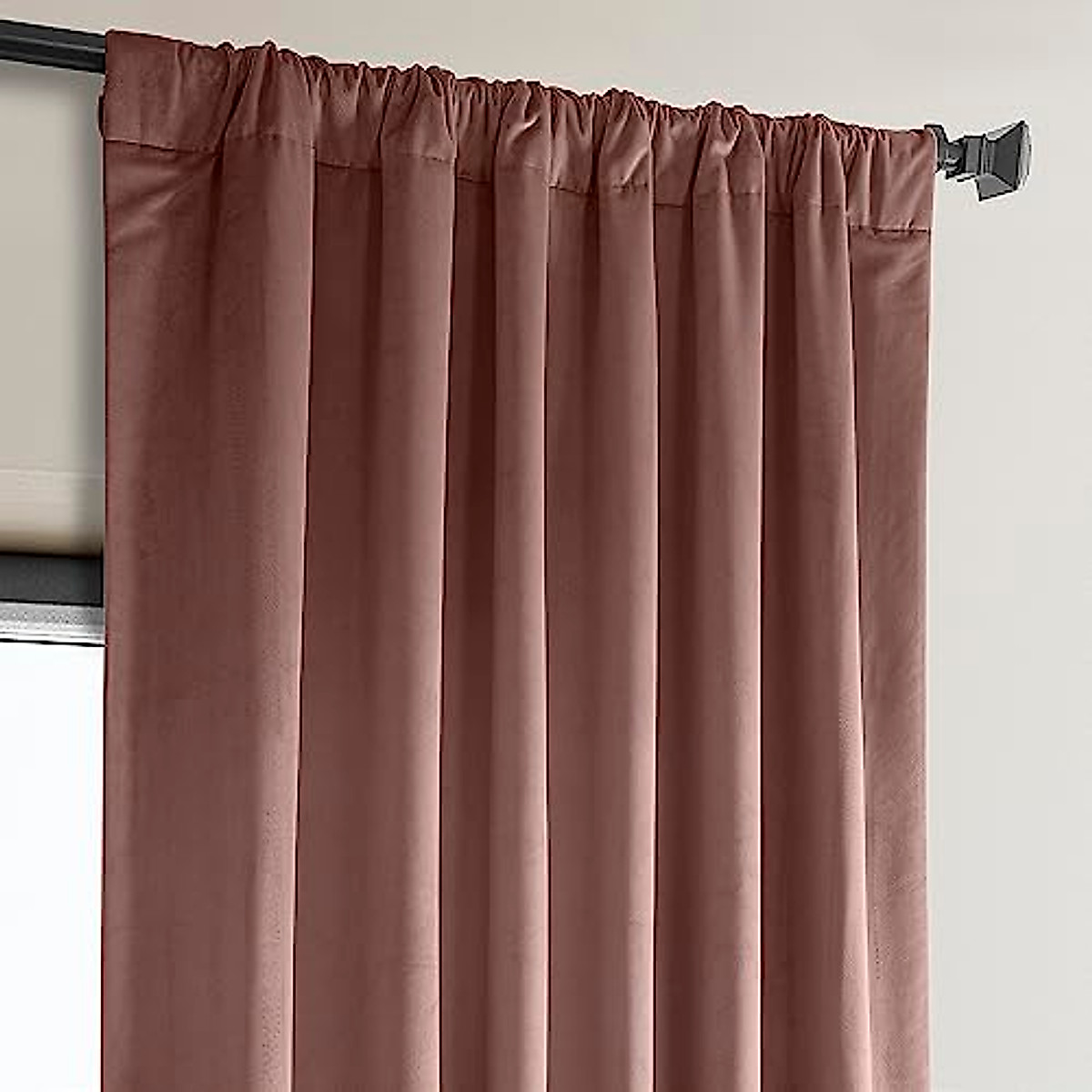 HPD Half Price Drapes Heritage Plush Velvet Curtains 96 Inches Long Room Darkening Curtains for Bedroom & Living Room 50W x 96L, (1 Panel), Wild Rose