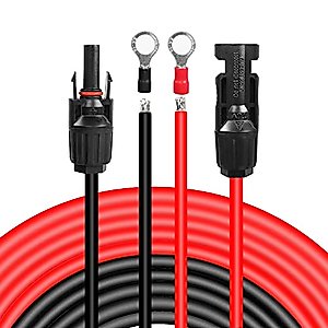 GELRHONR 10AWG Solar Panel Extension Bare Wire with Female and Male Connector Solar Panel Wiring Pigtail Cable Adapter for Solar Panels-(Red+Black) (10AWG 5M/16FT M/F)
