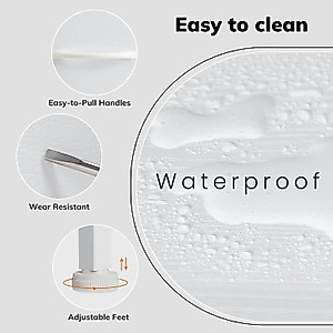 Dresser for Bedroom, 9 Storage Drawers, Anti-Tip Tall Fabric Closet Chests Organizer Tower Furniture with Wooden Top Metal Frame for Clothes, Kids Room, Living Room, Hallway, Entryway (White)