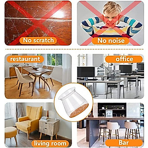 Ansible 24 pcs Chair Leg Floor Protectors, Furniture Felt Pads Silicone Covers caps for Chairs,Chair Leg Protectors for Hardwood Floors (Small fit:0.9''-1.29'')