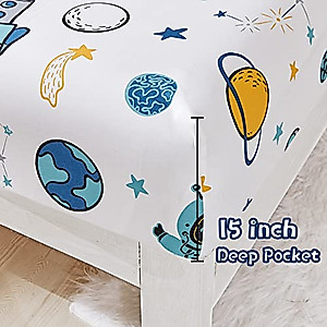 JSD Astronaut Space Kids Print Sheet Set Twin, 3 Pieces Boys Soft Microfiber Bedding Deep Pocket