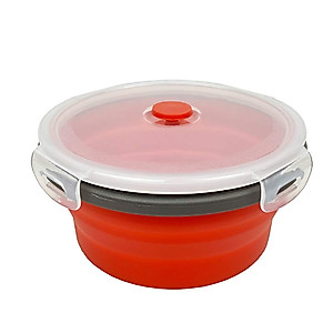 CARTINTS Red Collapsible Food Storage Bowls Silicone Travel Bowls with Leakproof Lids, Microwave and Freezer Safe, Set of 4