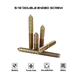 50pcs 8x30/40/50/60/70/80MM Dowel Screw Zinc Plated Iron Double Ended Screw Self Tapping Furniture Screw