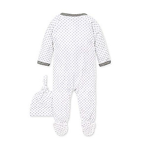 Burt's Bees Baby Baby Boy's Romper Jumpsuit, 100% Organic Cotton One-Piece Short Shortall, Long Sleeve Coverall, Dottie Bee, Newborn