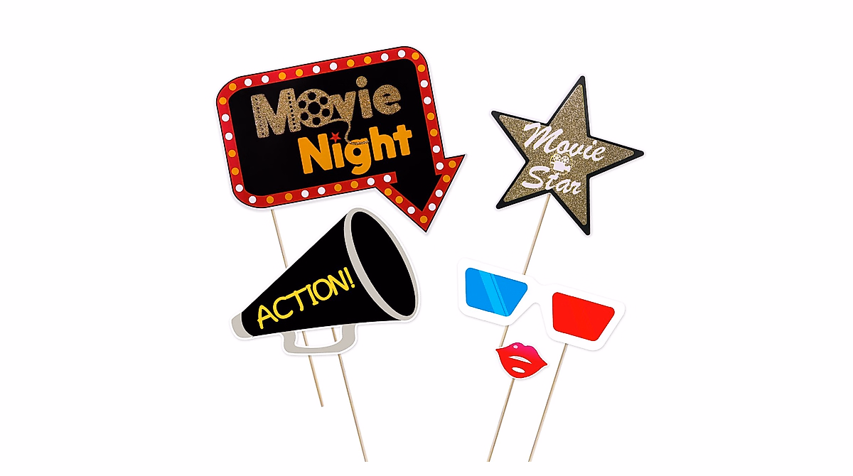 Movie Night Party Photo Booth Props Kit – Fun & Easy Decorations