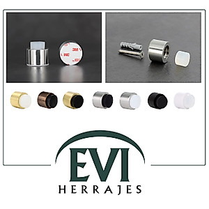 EVI | Wall Adhesive Doorstop | 1.1'' X 1.1'' | Great Adherence | 100% Functional | Mod. 198/28 (White Lacquered Stainless Steel - White Rubber)