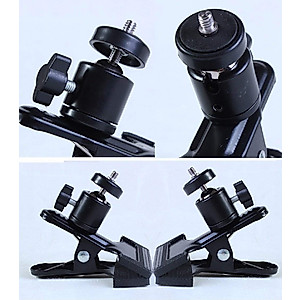 SLOW DOLPHIN Tripod Clip Clamp Mount Flash Reflector Holder for Studio Backdrop Camera with 360 Swivel Tripod Mini Ball Head Standard 1/4" Screw,SLR, Digital SLR, Video Came(2PACK)