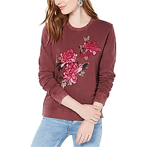 Lucky Brand womens Lucky Floral Sweatshirt Pullover Sweater, Wine Tasting, Small US