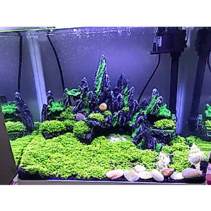 PakyKai Large Fish Tank Decorations, Mountain View Aquarium Ornament with Tree House Cave Bridge Artificial Plastic Plants Aquarium Decorations