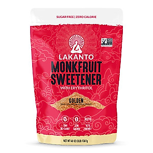 Lakanto Golden Monk Fruit Sweetener with Erythritol - Raw Cane Sugar Substitute, Coffee Tea, Baking, Zero Calorie, Keto Diet Friendly, Zero Net Carbs, Extract, Sugar Replacement (Golden - 3 lb)