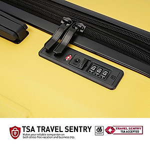 GinzaTravel 3-Piece ABS Luggage Set with TSA Locks, Expandable, and Friction-Resistant in Yellow - Includes 20", 24" & 28" Spinner Suitcases