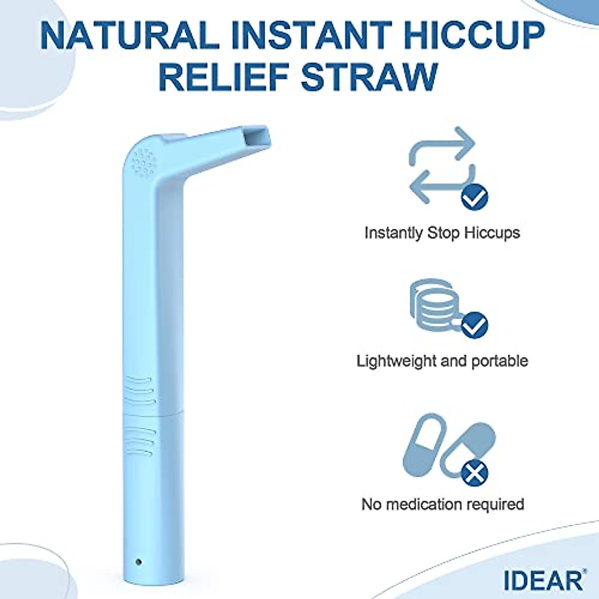Natural Hiccup Straw, 1 Pack IDEAR Straw to Instantly Stop Hiccups, Especially for Adult, Effective and Easy to Use