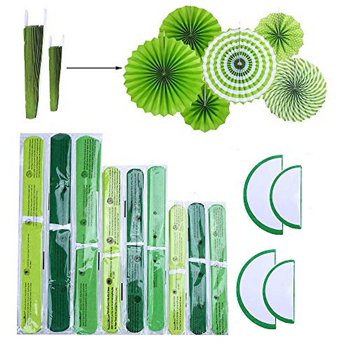 Luckystar St Patricks Day Party Decorations Green Party Decorations Kit Green Paper Fans Decoration Set (Grass Green)