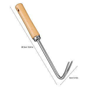 Happyyami Hand Weeding Weeder Tools Garden with Handle Edging Tool Pulling Tool Beech Handle Lawn Yard Gardening Tool Garden Hand Cultivator Hand Tiller Weeder