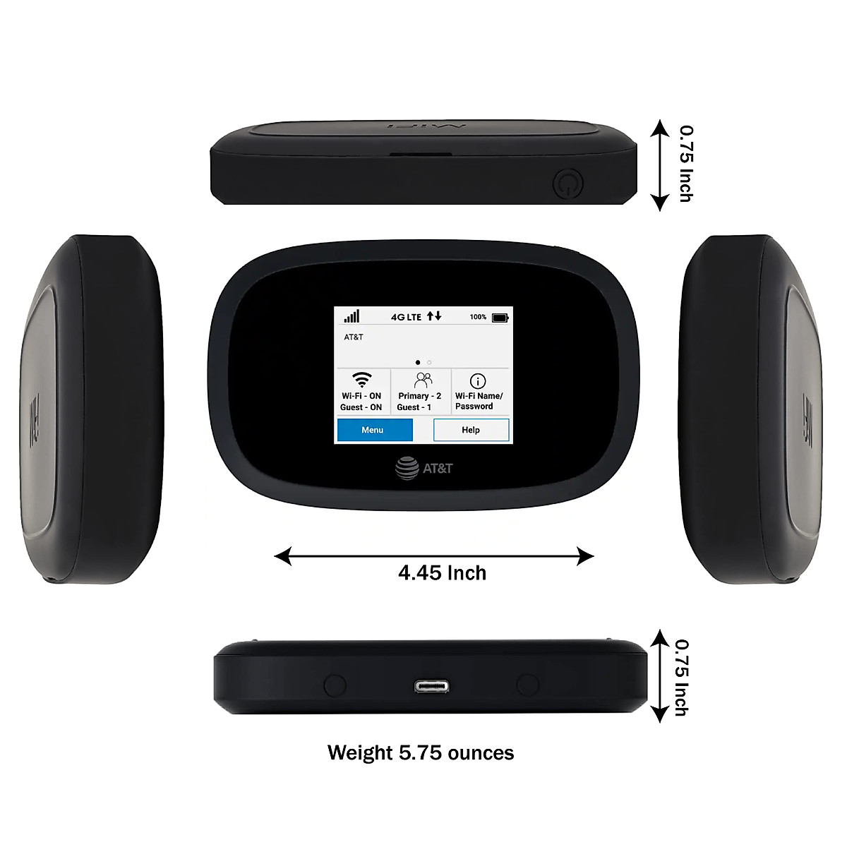 AT&T Wireless Hotspot WiFi Device 4G LTE MiFi 8000 | Global 4G Cat18 LTE | Up to 1 Gbps | EVDO-LINK Bundle for Mobile Hotspot Device | with SIM Card and Extra Battery