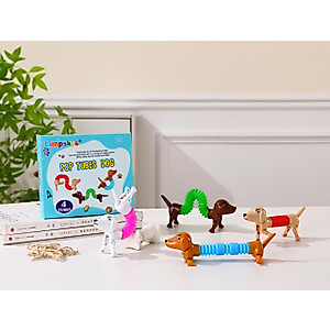 Dog pop tubes,Toy Dog,Animal pop Tubes,Robot dog,Fidget Toys for Kids,Sensory Toys for Kids 5-7,Dog Party Favors,small toys,dog toys for kids,sensory tubes,autism sensory products（4 Pack Dog）