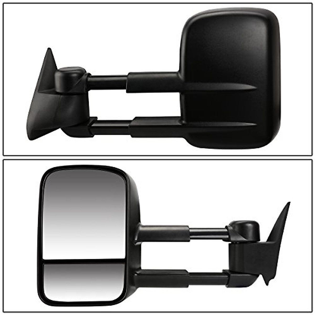 DNA Motoring TWM-001-T222-BK Pair of Manual Adjustment Towing Side Mirrors Compatible With 99-07 Silverado Sierra / 00-06 Suburban Tahoe Yukon,Black