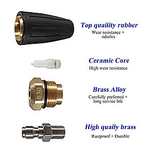 Xiny Tool Rotating Turbo Nozzle, 1/4 Inch Rotating Turbo Nozzle for Pressure Washer with 5 Nozzle Tips, Orifice 3.0, 4000 PSI