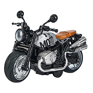 Gilumza Pull Back Motorcycle Toys, Tiny Gift with Music Lighting, Latte Motorcycles Toy for Kids Boys Age 3-8 Year Old (Silver)