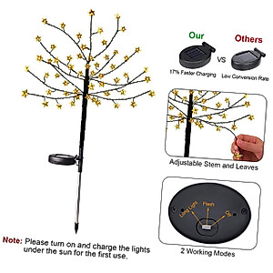 Housoutil Solar Outdoor LED Star Tree Branch Lantern Waterproof for Garden Patio Yard Decorative
