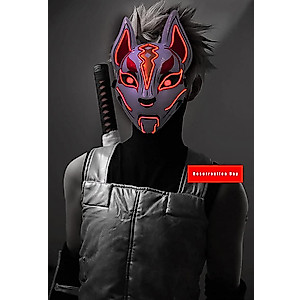 GLDYTIMES Fox Mask Light Up Drift Masks Wolf LED Colour Cosplay Glowing Decorations Masks Gift Costume Child Adult Festival Party Mask