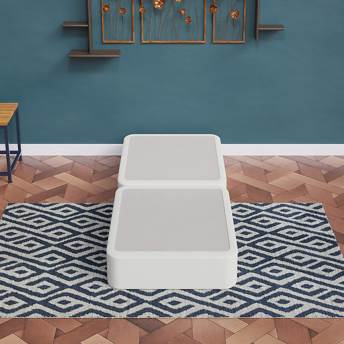 Continental Mattress 4" Split Wood Traditional Box Spring/Foundation for Mattress, Twin, White