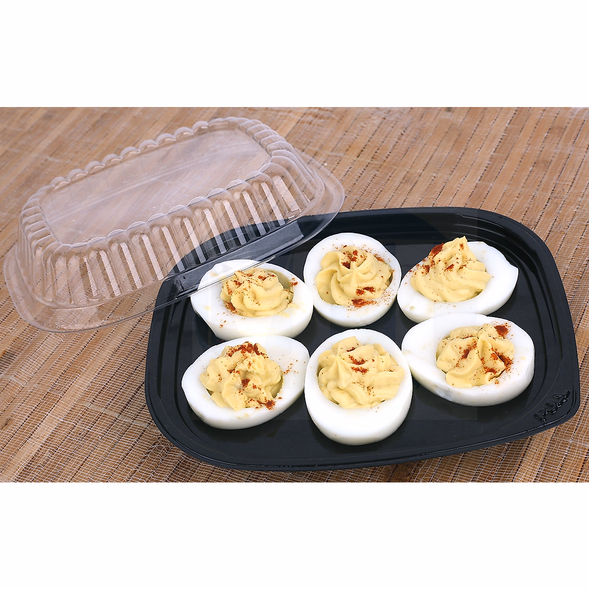 MT Products Blank Natural Pulp Egg Cartons Holds Up Twelve Eggs - 1 Dozen (25 Pieces) and Plastic Deviled Egg Trays With Clear Lid For Six Egg Halves (Set of 12)