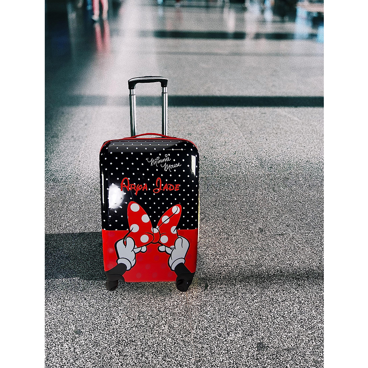 Disney Luggage Kids Suitcase Minnie Mouse Carry on Hardshell Rolling Spinner Suitcase Travel Bags Gifts Trip Accessories - Personalized Minnie Mouse with Your Name