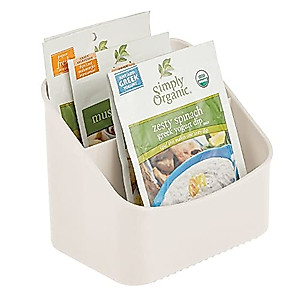 mDesign Kitchen Pantry, Cabinet, Countertop Shelf Packet Organizer Bin Caddy and Storage Station for Spice Packets, Dressing Mixes, Hot Chocolate, Tea, Sugar Packets - 4 Pack - Cream