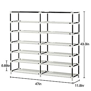 UDEAR Shoe Rack Portable 7 Tier Free Standing Shoe Organizer with Dustproof Cover Beige