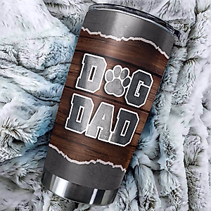 Personalized Dog Dad Tumbler Custom Photo Travel Coffee Mug Insulated Cup with Lids Stainless Steel 20 30 Oz Gifts for Men Dads from Best Pet Lovers Fathers Day