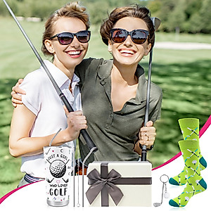 Keluna Golf Gifts for Women Golfers - 4Pcs Womens Golfing Accessories Gifts Set, 20oz Golf Tumbler Funny Golfer Socks Keychain Makeup Bag for Lady Girls Golfing Party Favors Birthday