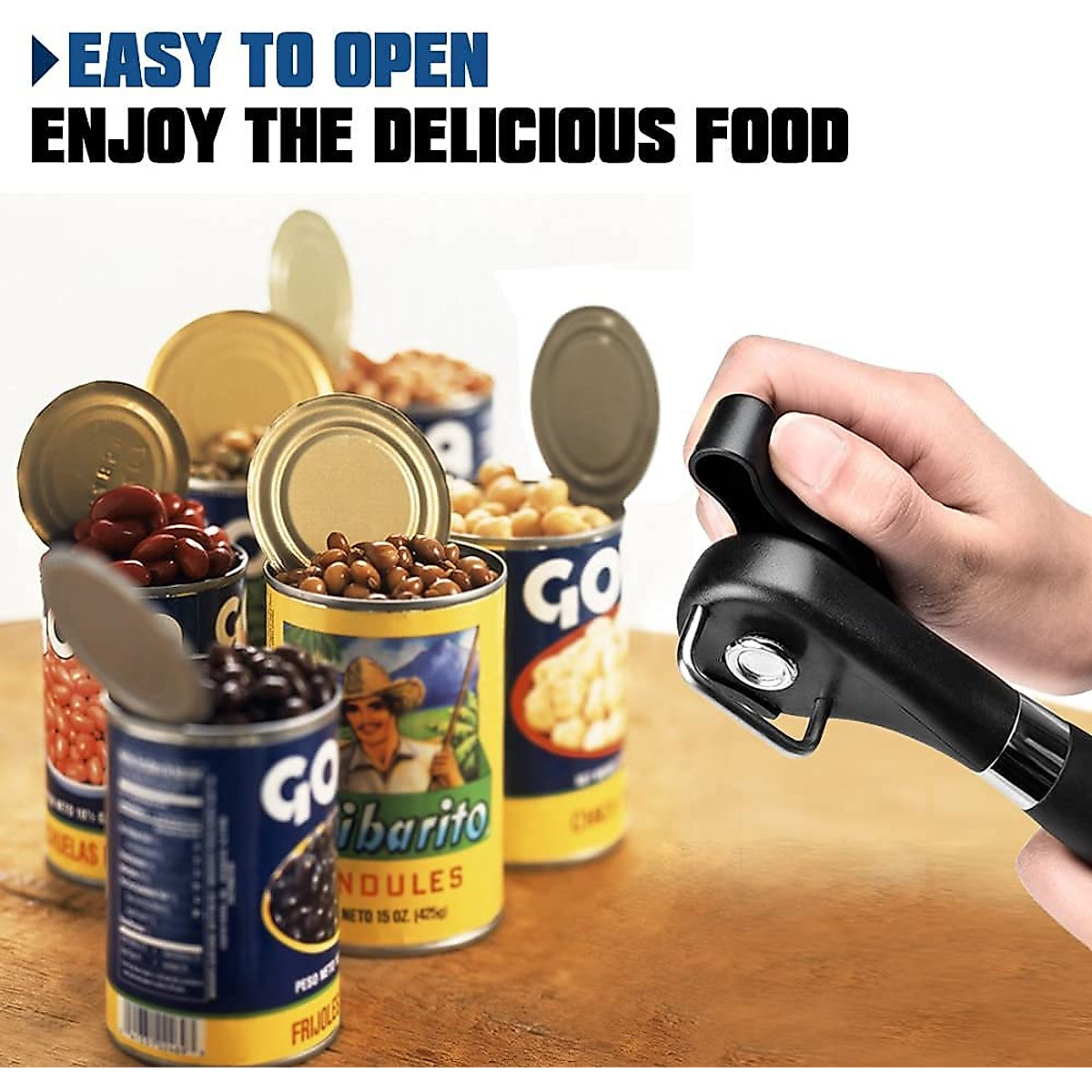 [US Stock] Safe Cut can opener, hand-held can opener with smooth edges, food grade stainless steel manual can opener, suitable for kitchen and restaurant