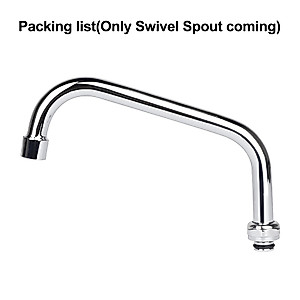 KWODE 6" Add-on Swivel Spout Replacement Part for Commercial Kitchen Sink Faucet, Short Swing Nozzle Chrome Polished