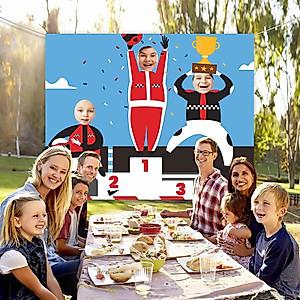 F1 Race Car Trophy Podium Banner Backdrop Background Pretend Play Party Game Racing Car Sports Checkered Flag Theme Decor for Boys Teen Birthday Party Baby Shower Favors Supplies Decorations