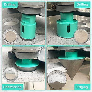 LEKOMESH Diamond Core Drill Bits Set 8pcs Tile Hole Saw Kit for Porcelain Tile Ceramic Marble Brick Concrete with 5/8"-11 Thread(6/6/20/25/35/50mm+50mm Beveling Chamfer Bit+Triangle Shank Adapter)