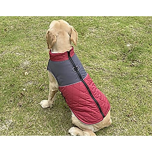 PAWSINSIDE Dog Winter Puffer Coat Cold Weather Fleece Vest Jacket Pet Quilted Warm Coats Clothes for Small Medium Large Dogs (Burgundy, XXX-Large)