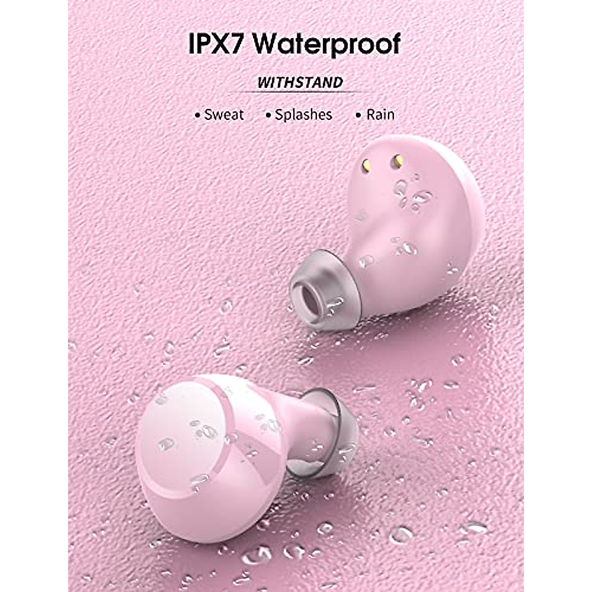 taopod Bluetooth Headphones, Wireless Earbuds with Charging Case, Hi-Fi Stereo Sound, IPX7 Waterproof, CVC8.0 Wireless Headphones with Mic, Comfort Fit, 36H Playtime for Sports Home Office