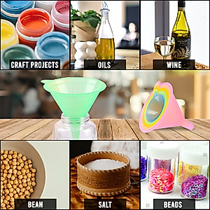 iSnuff Kitchen Funnel Set with 5 Sizes, Small to Large Plastic Cooking Funnel with Narrow Spout for Filling Bottles, Jars, Bowls, Spices, Powder Funnels, Essential Oils