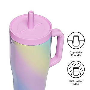 Corkcicle Cruiser Insulated Tumbler with Handle & Straw, Rainbow Unicorn, 22 oz – 100% Leakproof Cupholder Friendly Water Bottle Keeps Drinks Cold 20hrs