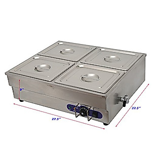 Techtongda 4-Pan Counter Top Warmer Bain-Marie Buffet Food Warmer 110V 1500W