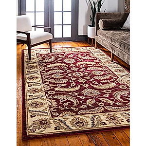 Unique Loom Voyage Collection Traditional Oriental Classic Intricate Floral Design Area Rug, 4 ft x 6 ft, Red/Ivory