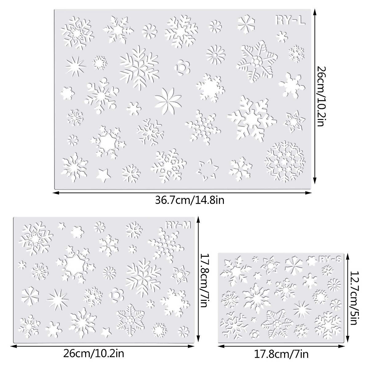 Jmkcoz Christmas Snowflake Stencil Template, Reusable Plastic Craft Drawing Painting Stencil Journal Template for Window Glass Wall Door Card Scrapbook Notebook Holiday Xmas Snow Flake Art DIY Project